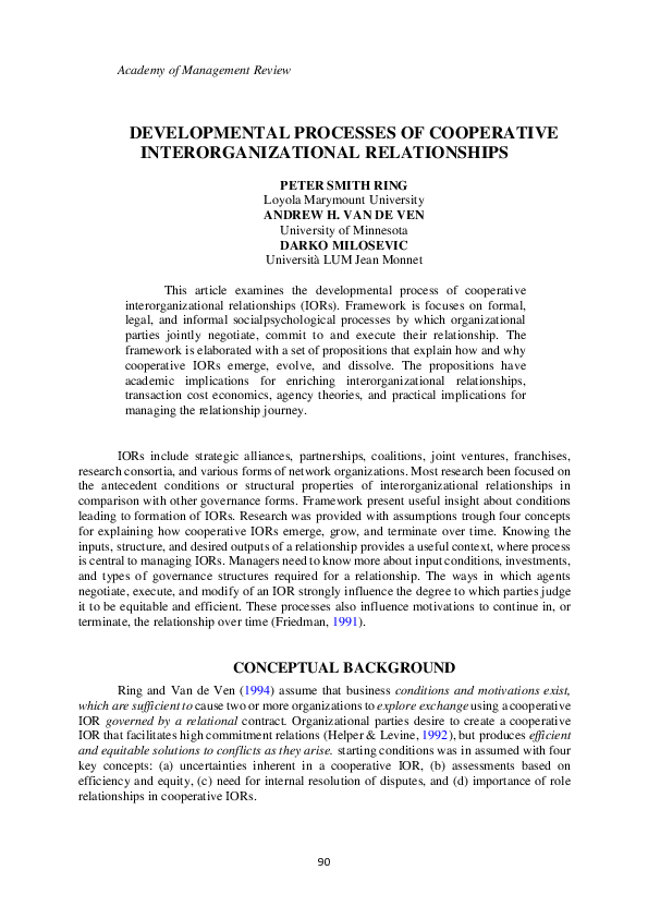 (PDF) Developmental processes of cooperative interorganizational ...