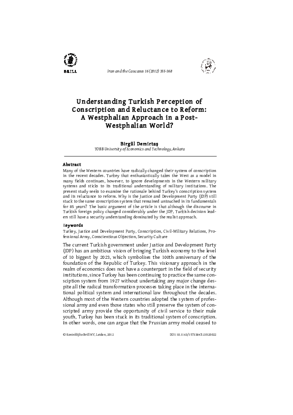 (PDF) Understanding Turkish Perception of Conscription and Reluctance ...