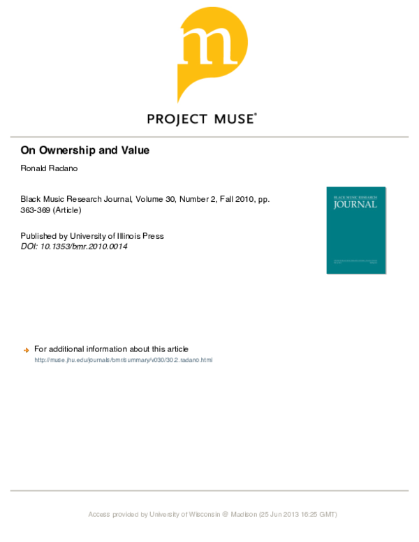 (PDF) On Ownership and Value