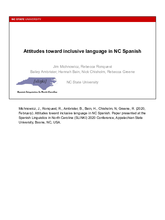 (PDF) Attitudes toward inclusive language in NC Spanish - Conference ...
