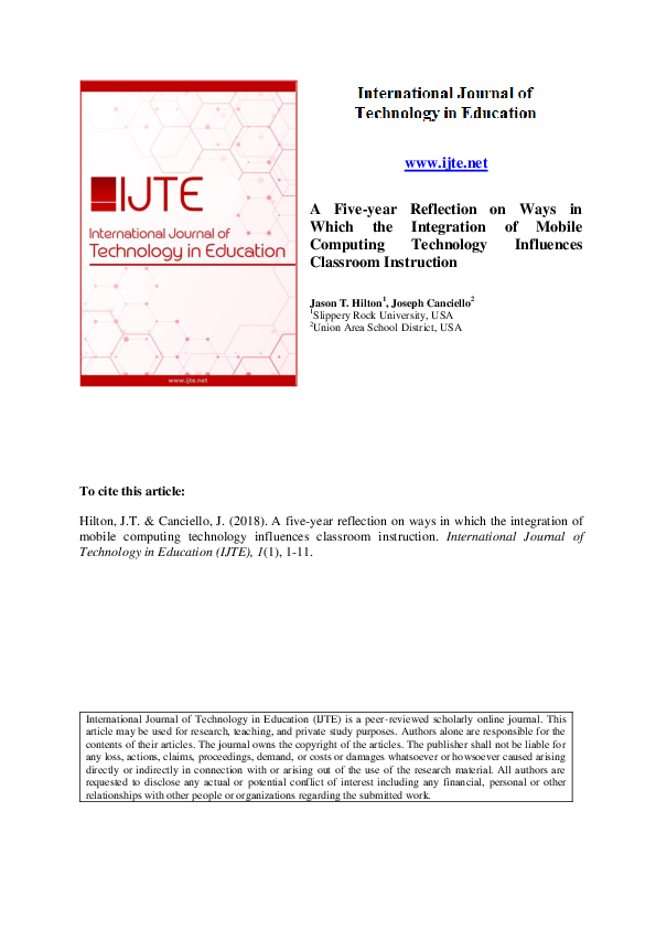 (PDF) A Five-year Reflection on Ways in Which the Integration of Mobile ...