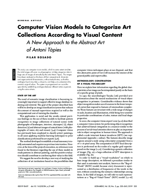 (PDF) Computer Vision Models to Categorize Art Collections According to ...