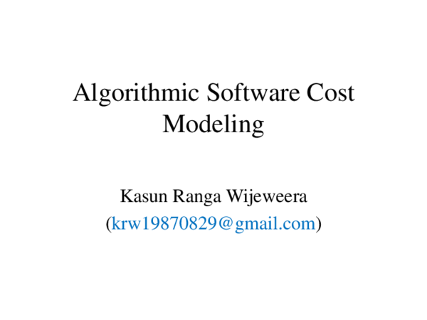 Ppt Algorithmic Software Cost Modeling