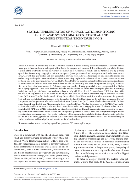 Pdf Spatial Representation Of Surface Water Monitoring And Its Assessment Using Geostatistical