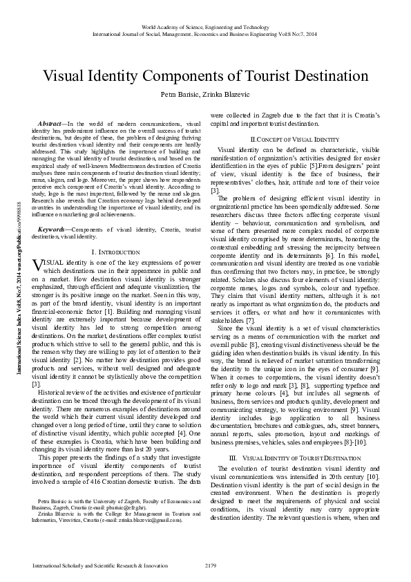(PDF) Visual Identity Components of Tourist Destination