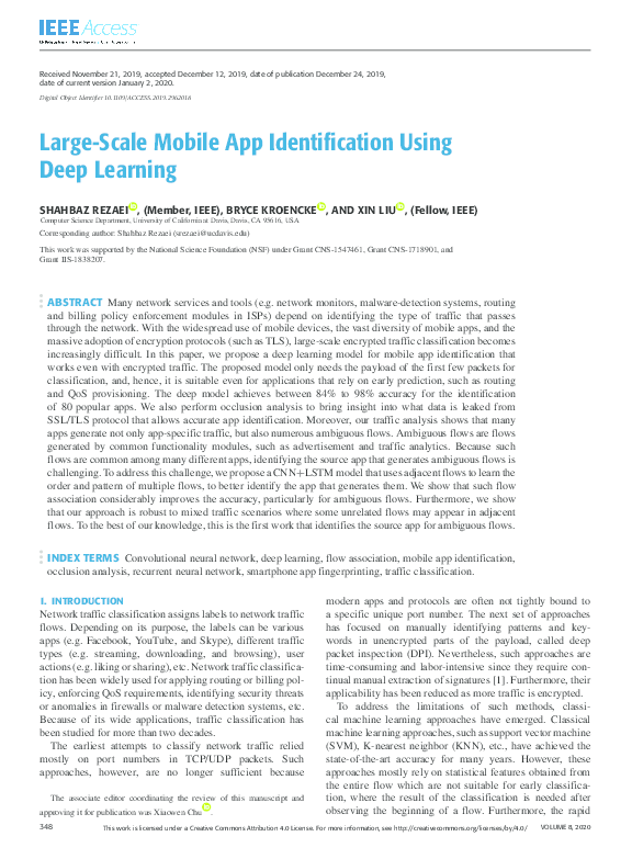 (PDF) Large-Scale Mobile App Identification Using Deep Learning