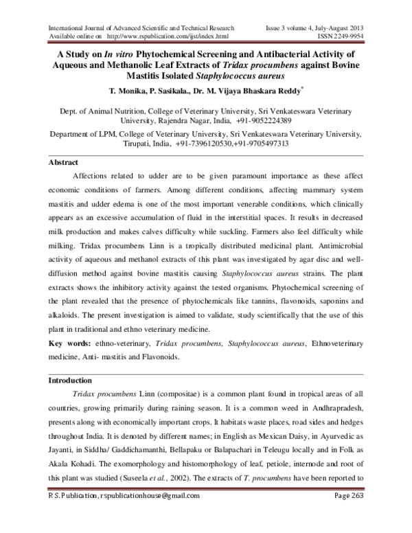 (PDF) A Study on In vitro Phytochemical Screening and Antibacterial Activity of Aqueous and ...