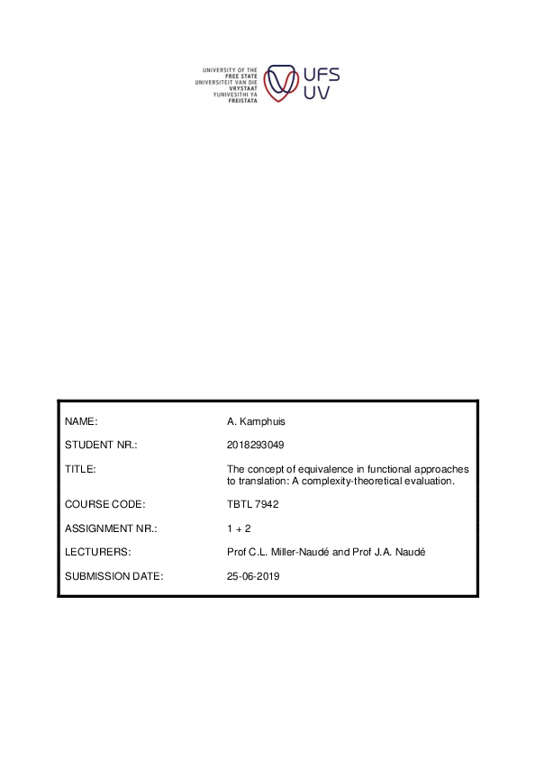 (PDF) The concept of equivalence in functional approaches to ...