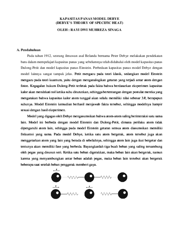 (PDF) KAPASITAS PANAS MODEL DEBYE (DEBYE'S THEORY OF SPECIFIC HEAT) OLEH : RAYI DWI MUHREZA SINAGA