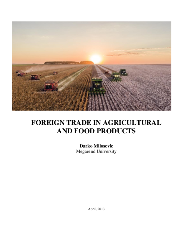 (PDF) Foreign trade in Agricultural and Food products