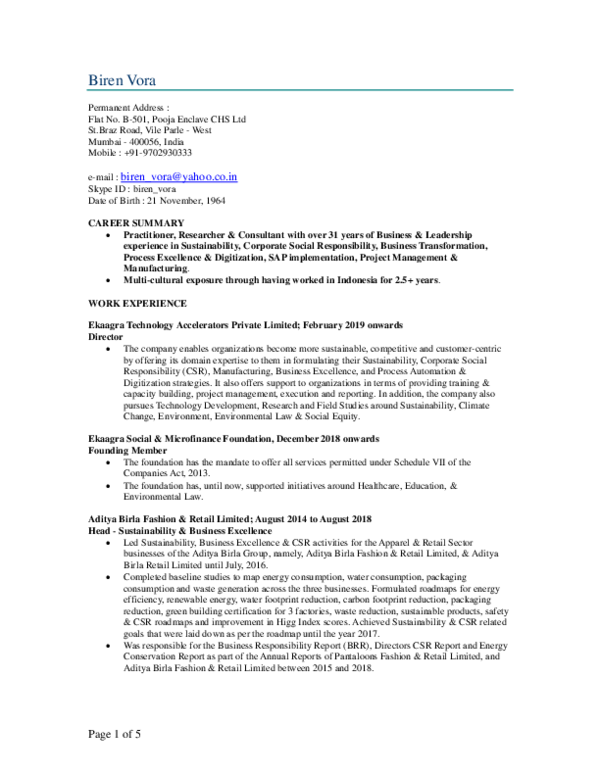 (PDF) Biren Vora Resume November | Biren Vora - Academia.edu
