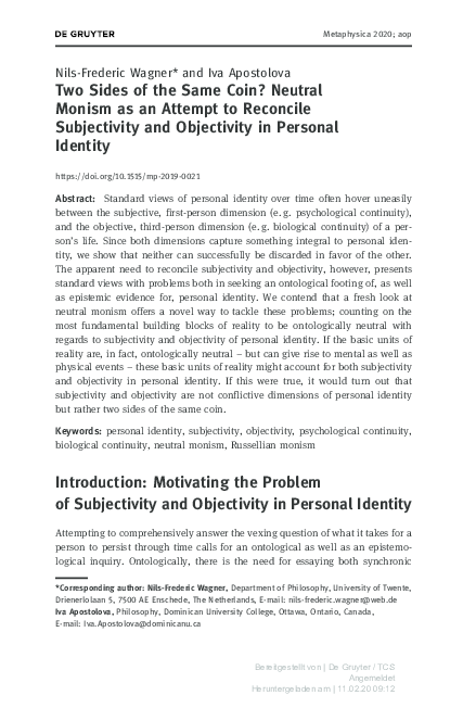 (PDF) Two Sides of the Same Coin? Neutral Monism as an Attempt to ...