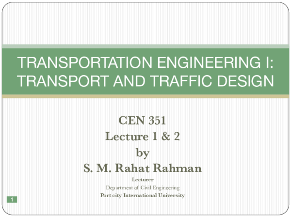 (PDF) TRANSPORTATION ENGINEERING I Lecture