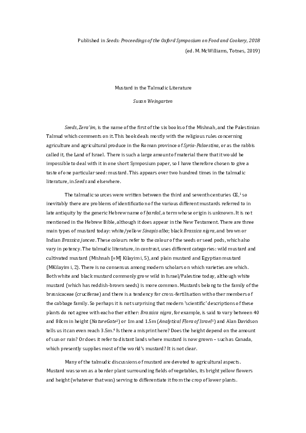 (DOC) Mustard in the Talmudic Literature