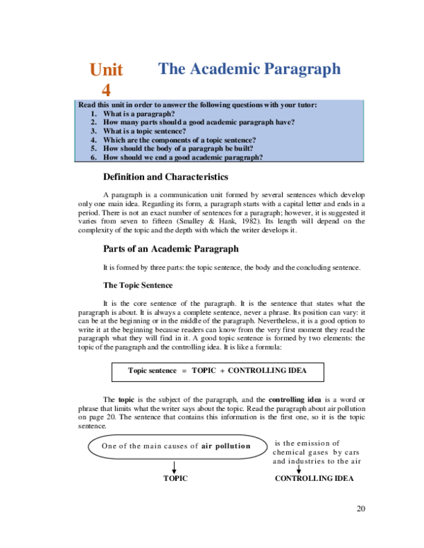 (PDF) Structure of Academic Paragraphs Explained