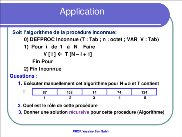 Pdf Application Yassine Ben Salah Récursive Tournage à La Main Algorithmique Programmation