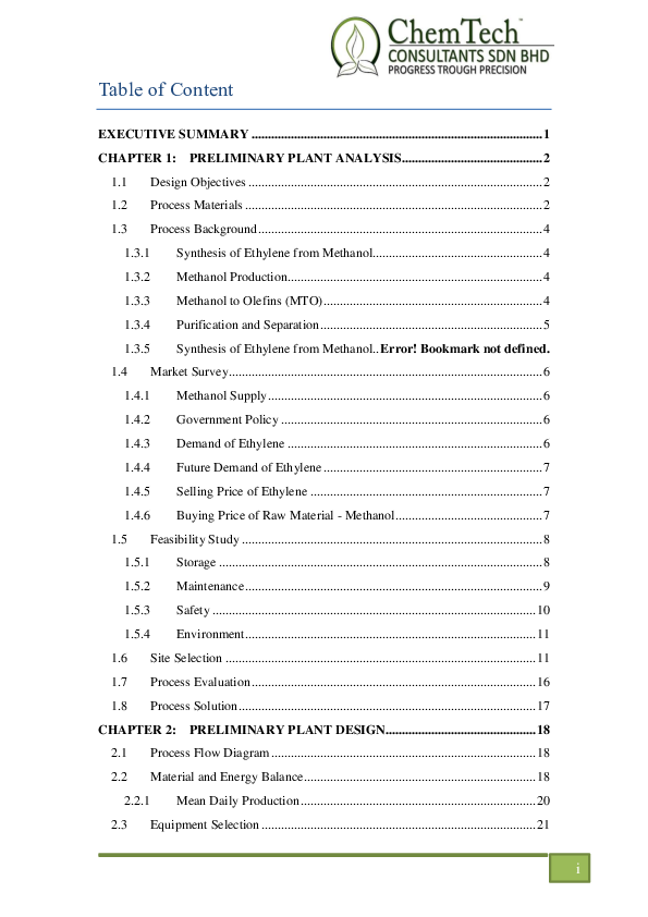 (DOC) Ethylene Plant Design Finalised