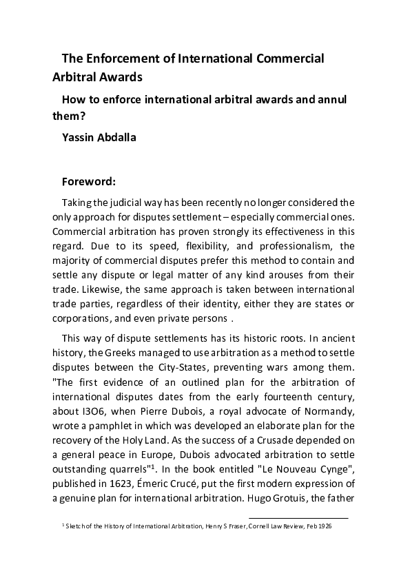 (PDF) The Enforcement of International Commercial Arbitral Awards How ...