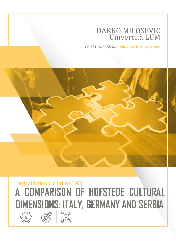 (PDF) A comparison of Hofstede Cultural Dimensions: Italy, Germany and ...
