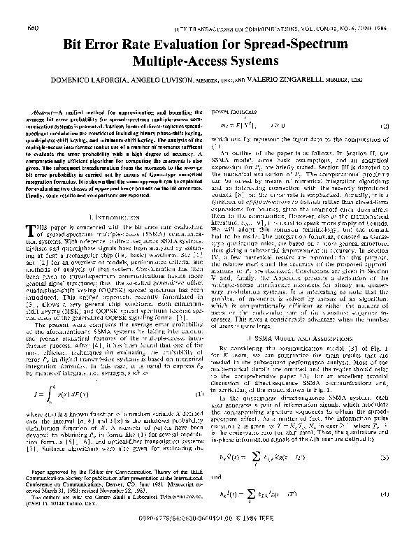 (PDF) Bit Error Rate Evaluation for Spread-Spectrum Multiple-Access Systems | Angelo G Luvison ...