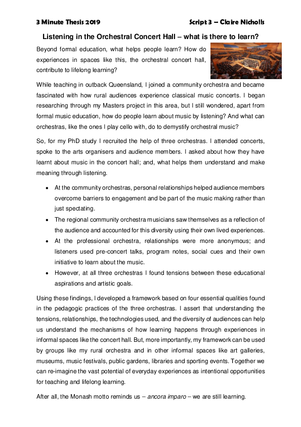 (DOC) 3 Minute Thesis Presentation