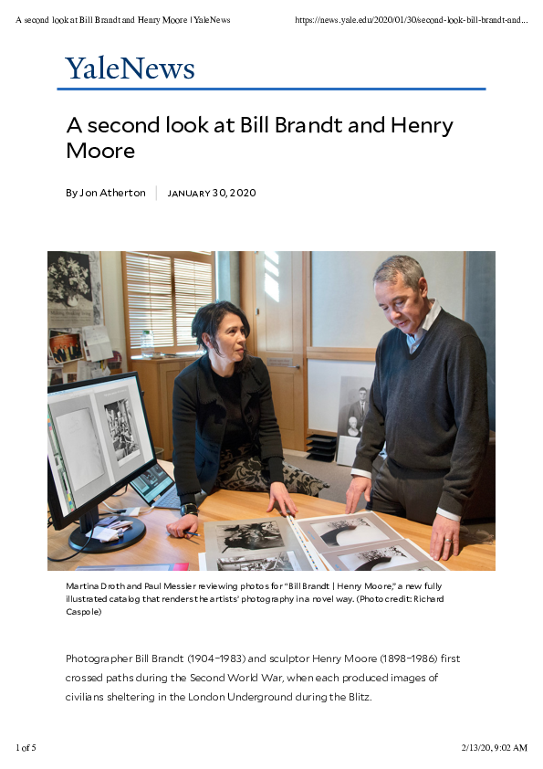 (PDF) A second look at Bill Brandt and Henry Moore - Jon Atherton, Yale ...