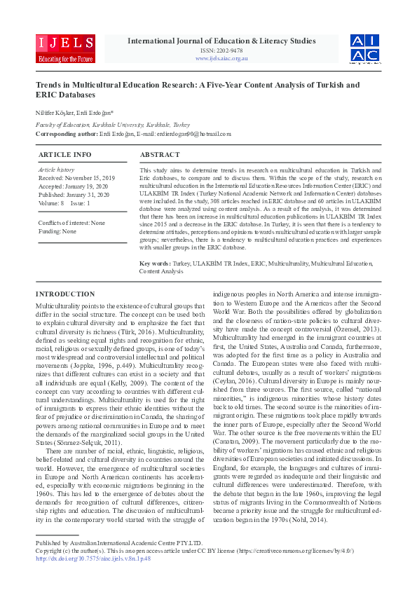 (PDF) Trends in Multicultural Education Research: A Five-Year Content ...