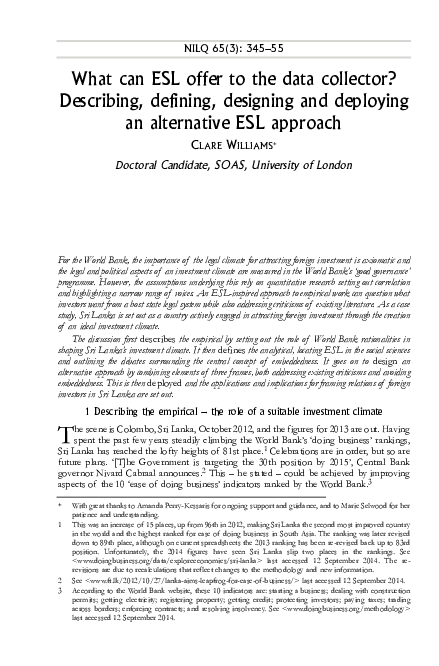(PDF) What can ESL offer to the data collector? Describing, defining ...