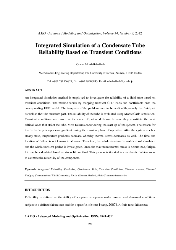 (PDF) Reliability Simulation of Tube Under Transients