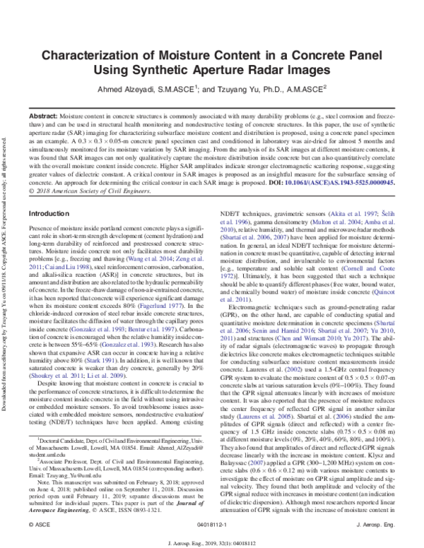 (PDF) Characterization of Moisture Content in a Concrete Panel Using ...