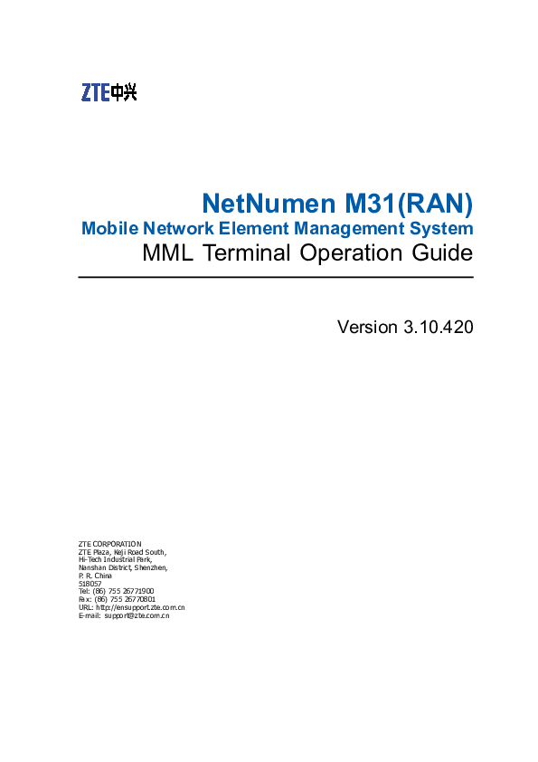 (PDF) NetNumen M31(RAN) Mobile Network Element Management System MML ...