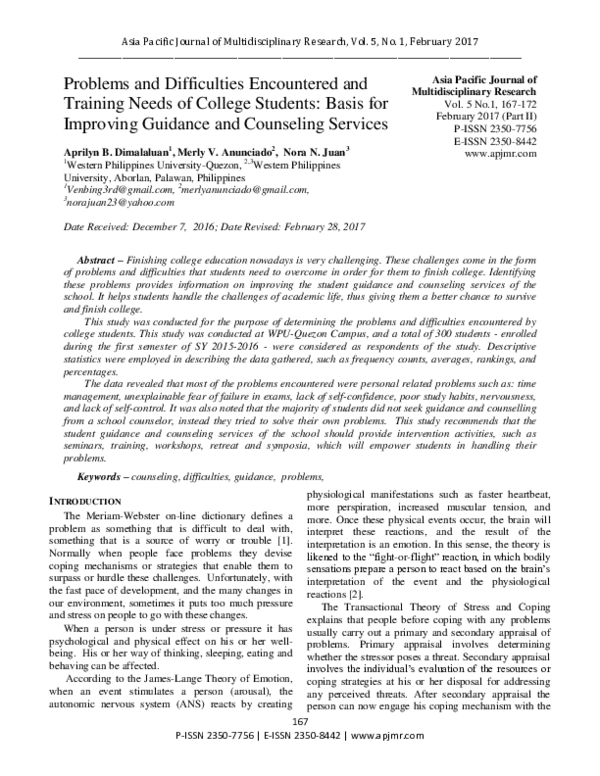 (PDF) Problems and Difficulties Encountered and Training Needs of ...