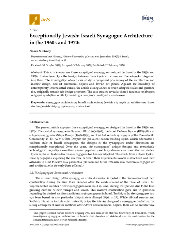 (PDF) Exceptionally Jewish: Israeli Synagogue Architecture in the 1960s ...