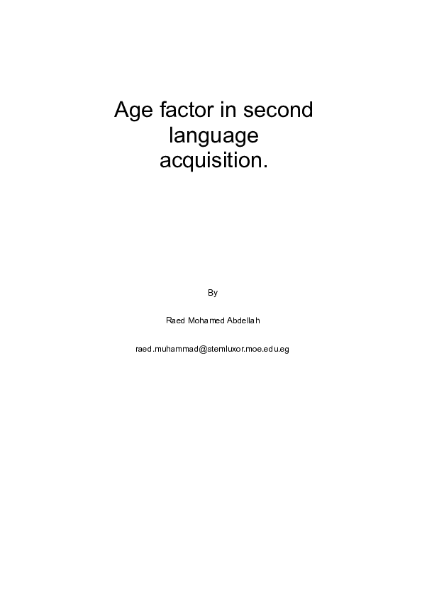 (DOC) Age factor in Second Language Acquisition