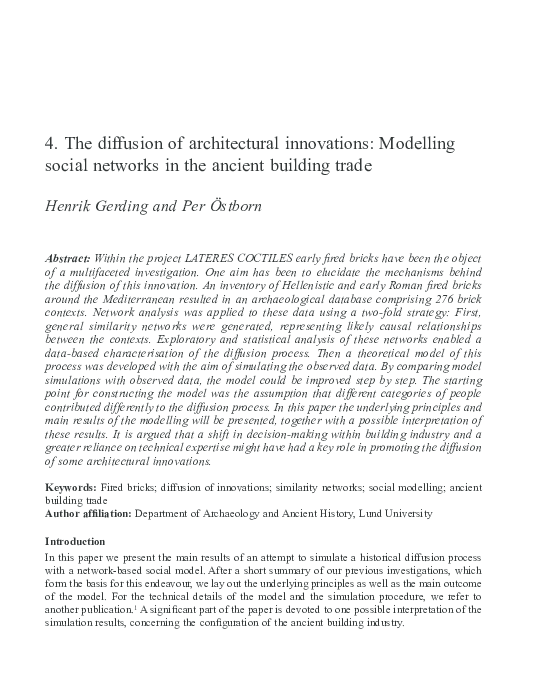 (PDF) The diffusion of architectural innovations: Modelling social ...