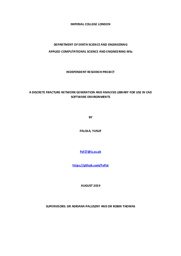 Pdf A Discrete Fracture Network Generation And Analysis Library For Use In Cad Software