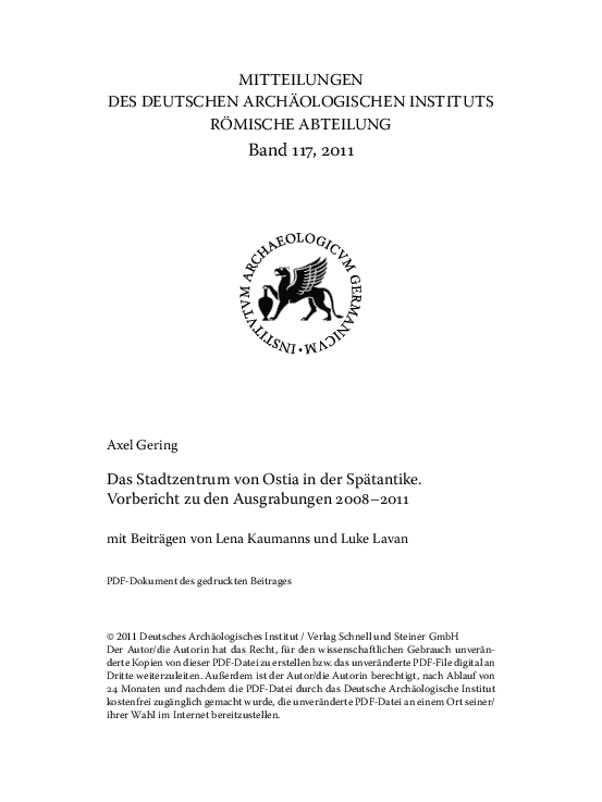 (PDF) Das Stadtzentrum von Ostia in der Spätantike. Vorbericht zu den ...