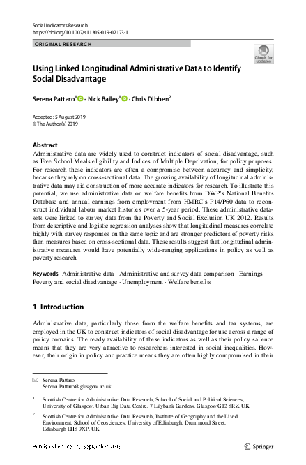 (PDF) Using Linked Longitudinal Administrative Data to Identify Social ...
