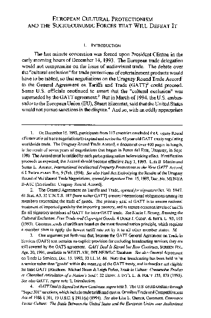 (PDF) Cultural Protectionism in European Audiovisuals