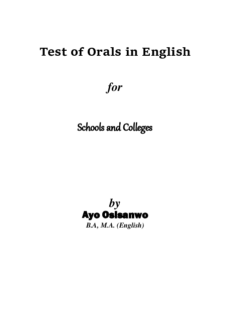 (PDF) Test of Orals in English for Schools and Colleges by