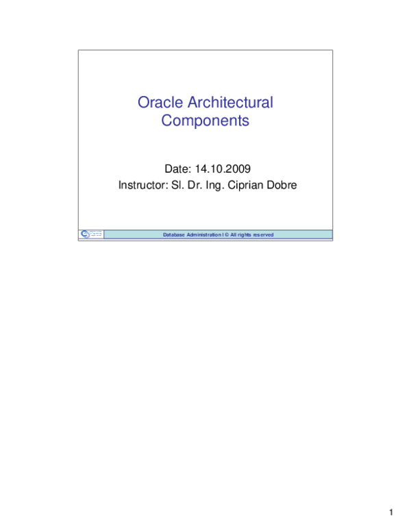 (PDF) Oracle Architectural Components