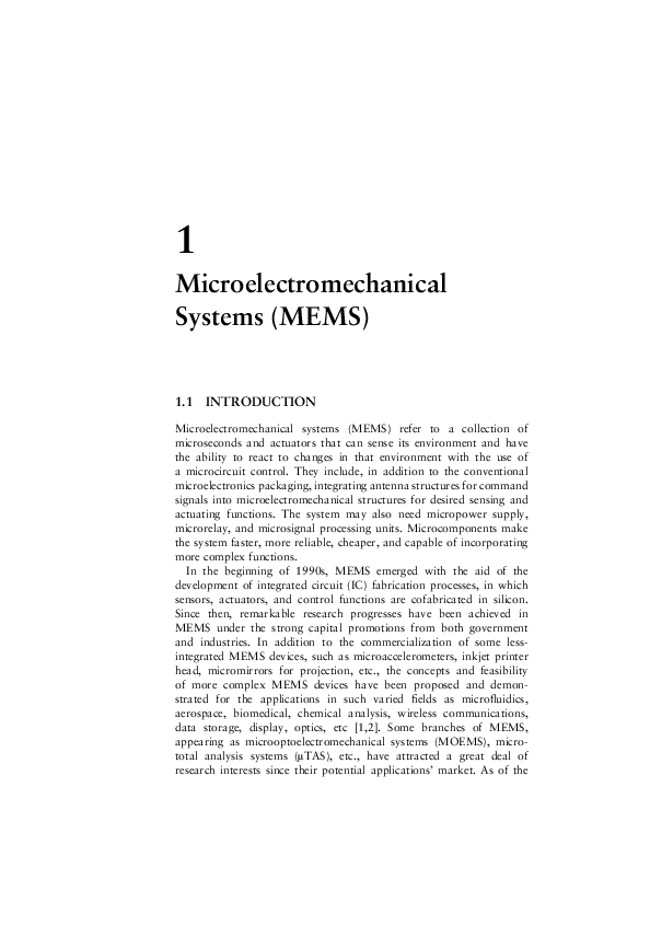 (PDF) Microelectromechanical Systems (MEMS