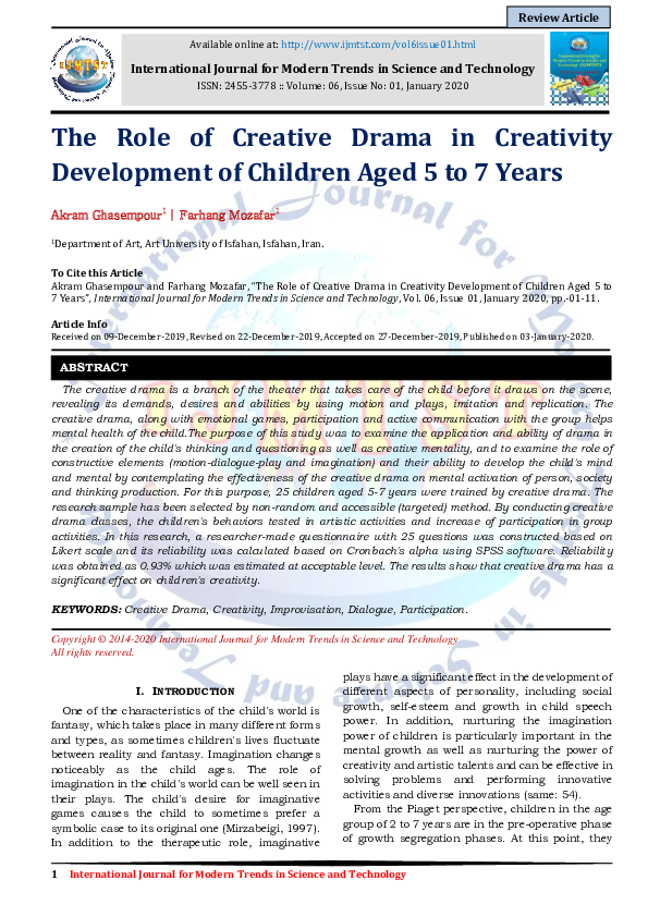 (PDF) The Role of Creative Drama in Creativity Development of Children ...