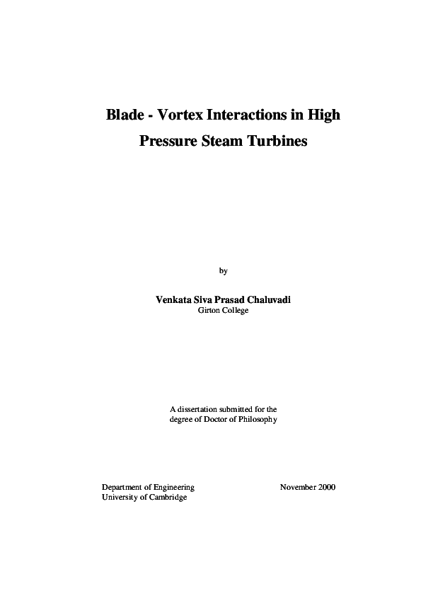 (PDF) Blade-Vortex Interactions in High Pressure Steam Turbines