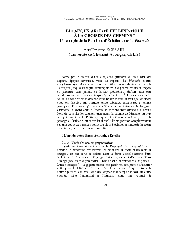 (PDF) LUCAIN, UN ARTISTE HELLÉNISTIQUE À LA CROISÉE DES CHEMINS ? L ...