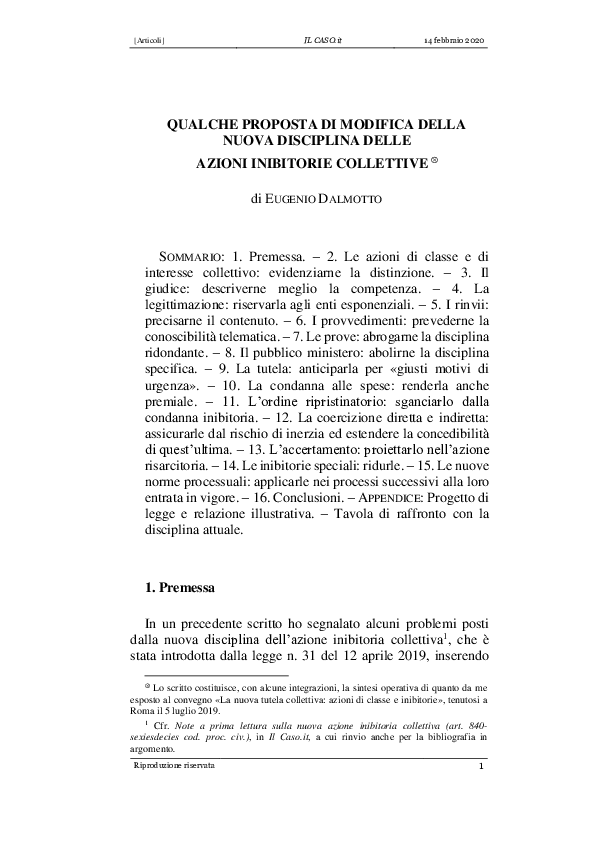 (PDF) Qualche proposta di modifica della nuova disciplina delle azioni ...