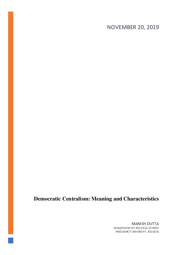 (PDF) Democratic Centralism: Meaning and Characteristics