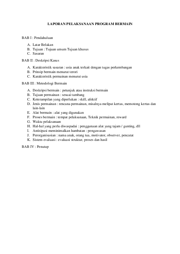 (DOC) LAPORAN PELAKSANAAN PROGRAM BERMAIN