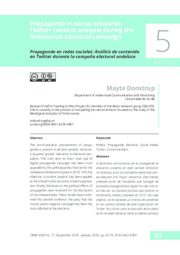 (PDF) Propaganda in social networks: Twitter content analysis during ...