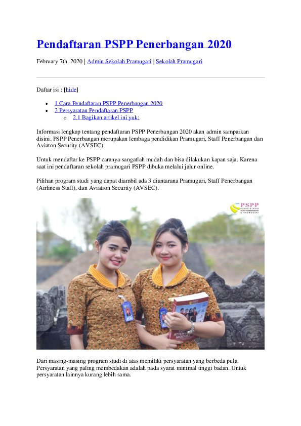 (PDF) Pendaftaran PSPP Penerbangan 2020 | wawan setiawan - Academia.edu